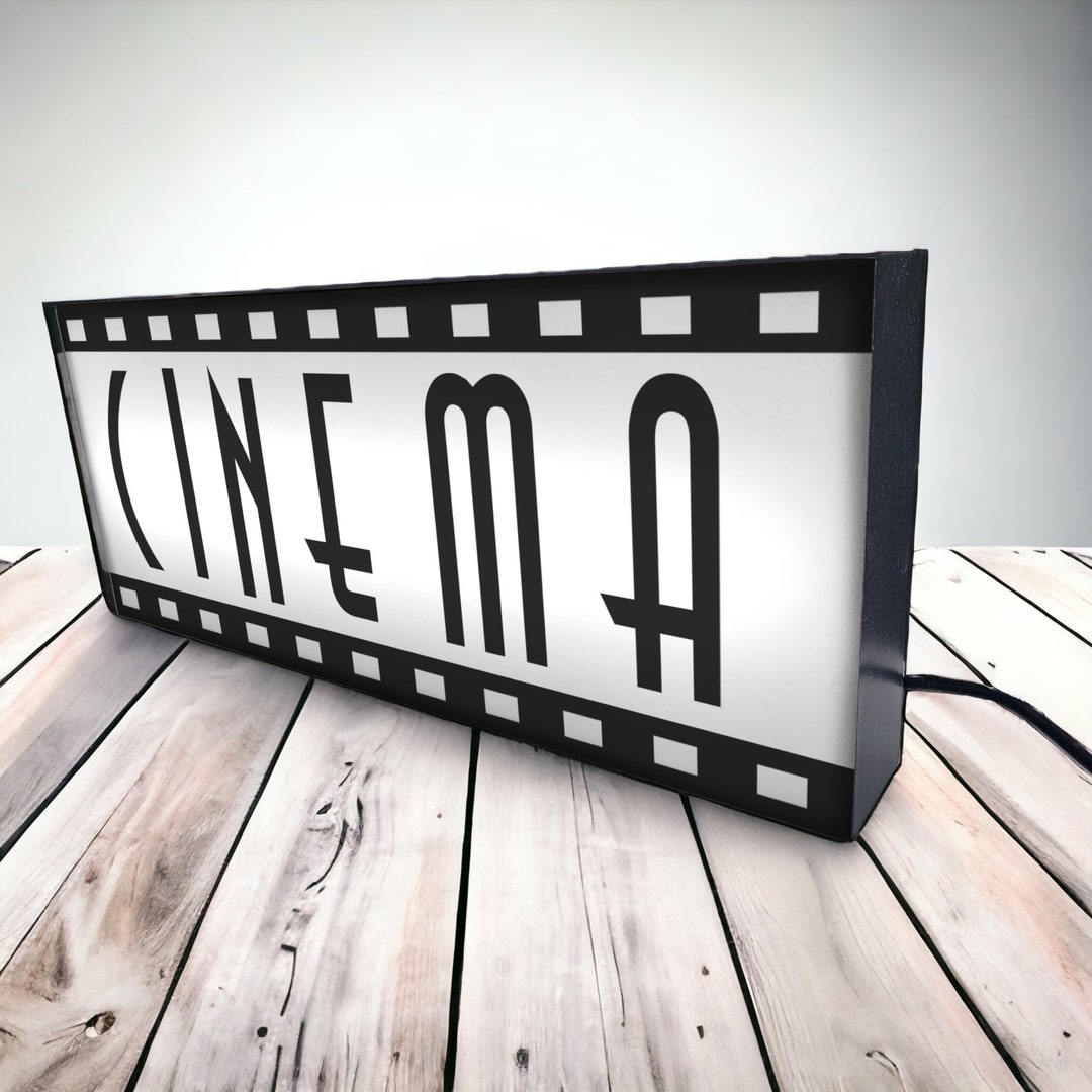 Cinema Light up Illuminated Sign Light Box White USB LED Powered Retro ...