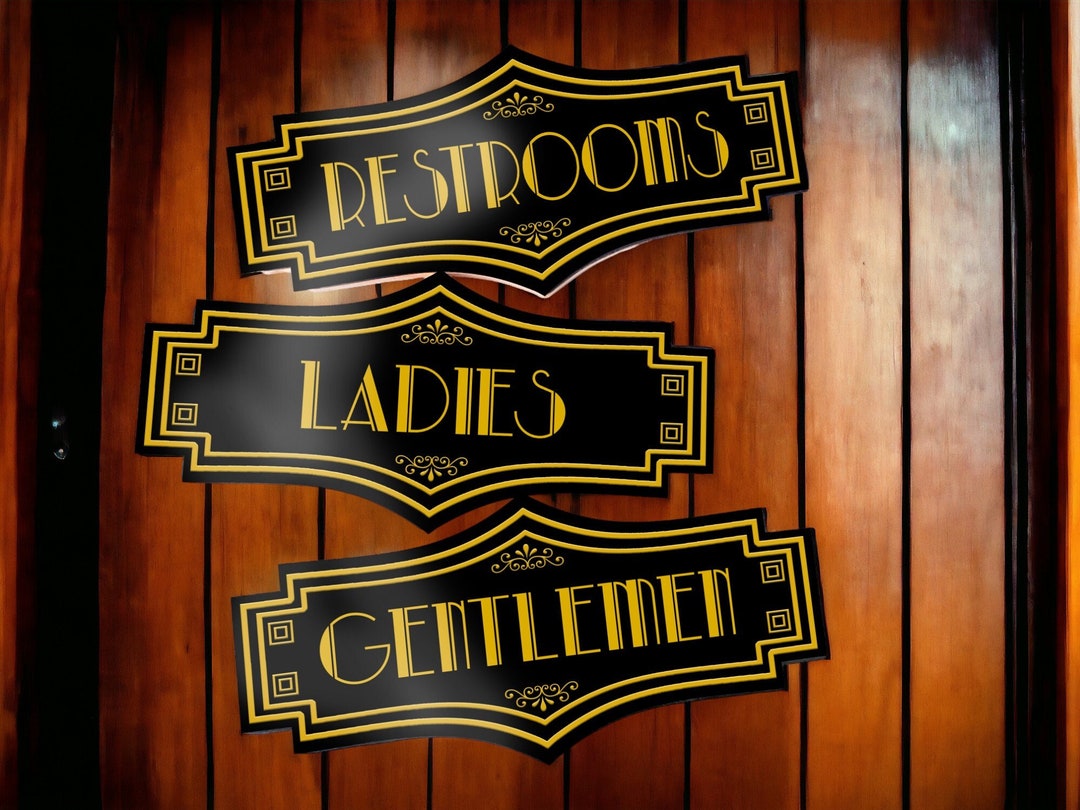 Toilet Restrooms Signs 1920s Art Deco Wood Signs Custom Plaque Sign ...