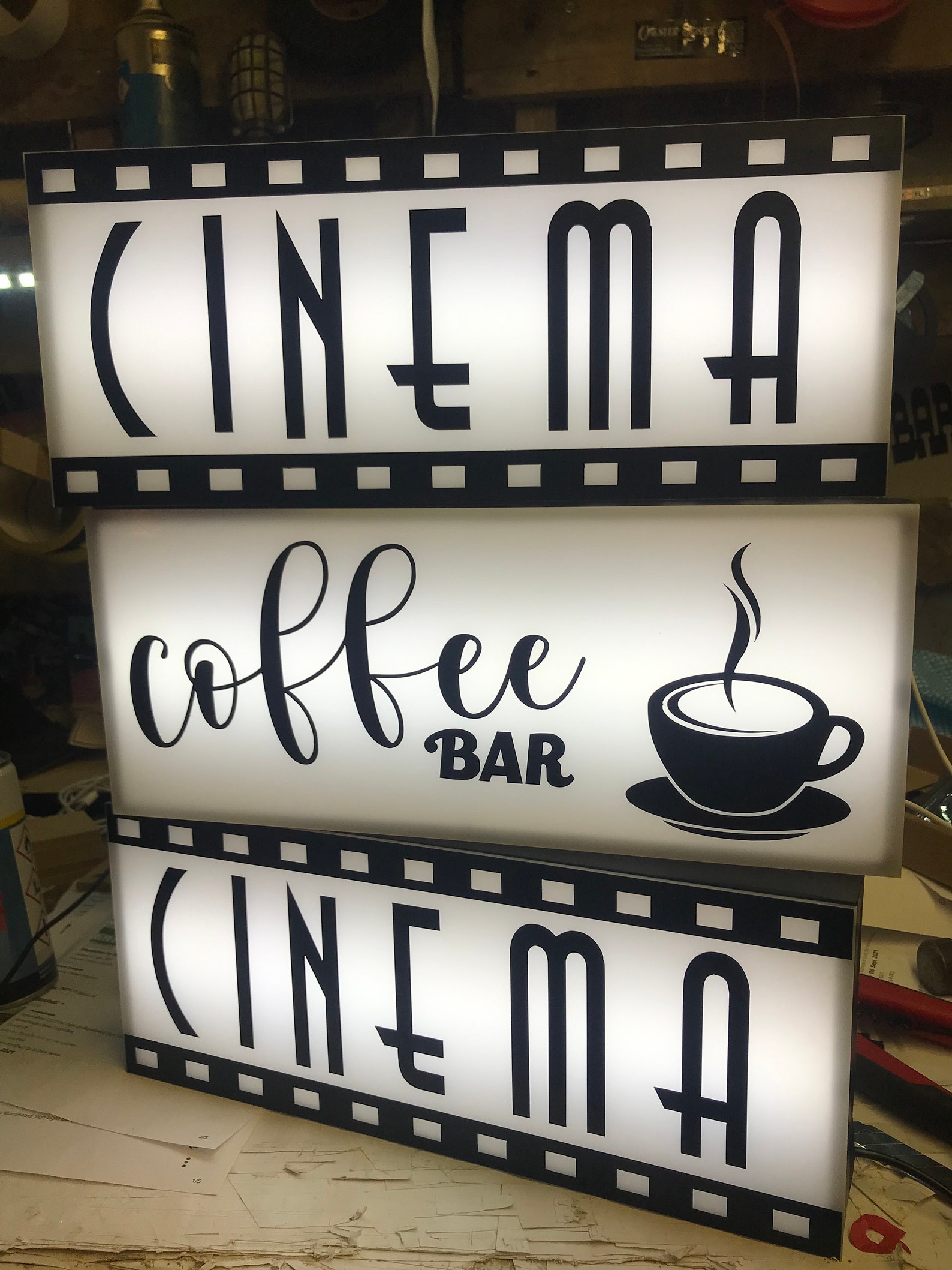 Cinema Light up Illuminated Sign Light Box White USB LED | Etsy UK