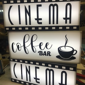 Cinema Light up Illuminated Sign Light Box White | Cinema Room ...