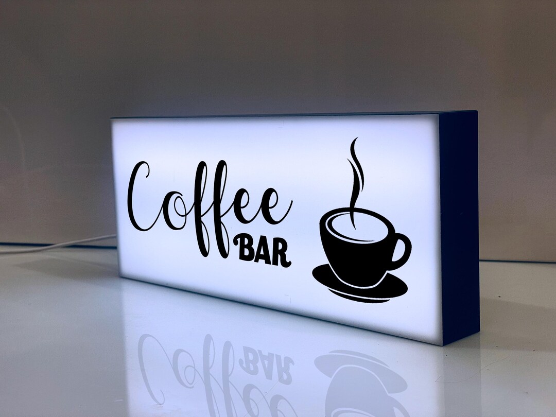 Coffee Bar Light up Illuminated Sign Light Box White | USB LED Powered ...