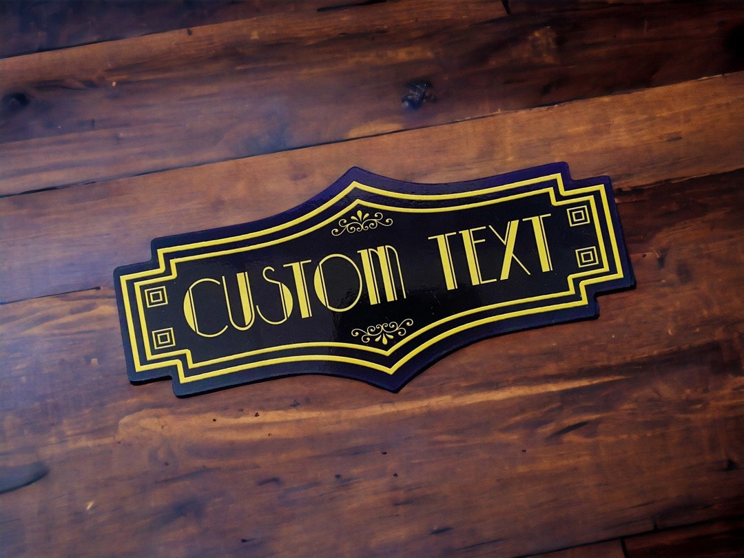 Personalised 1920s Art Deco Wood Signs Custom Plaque Sign Vintage Style ...