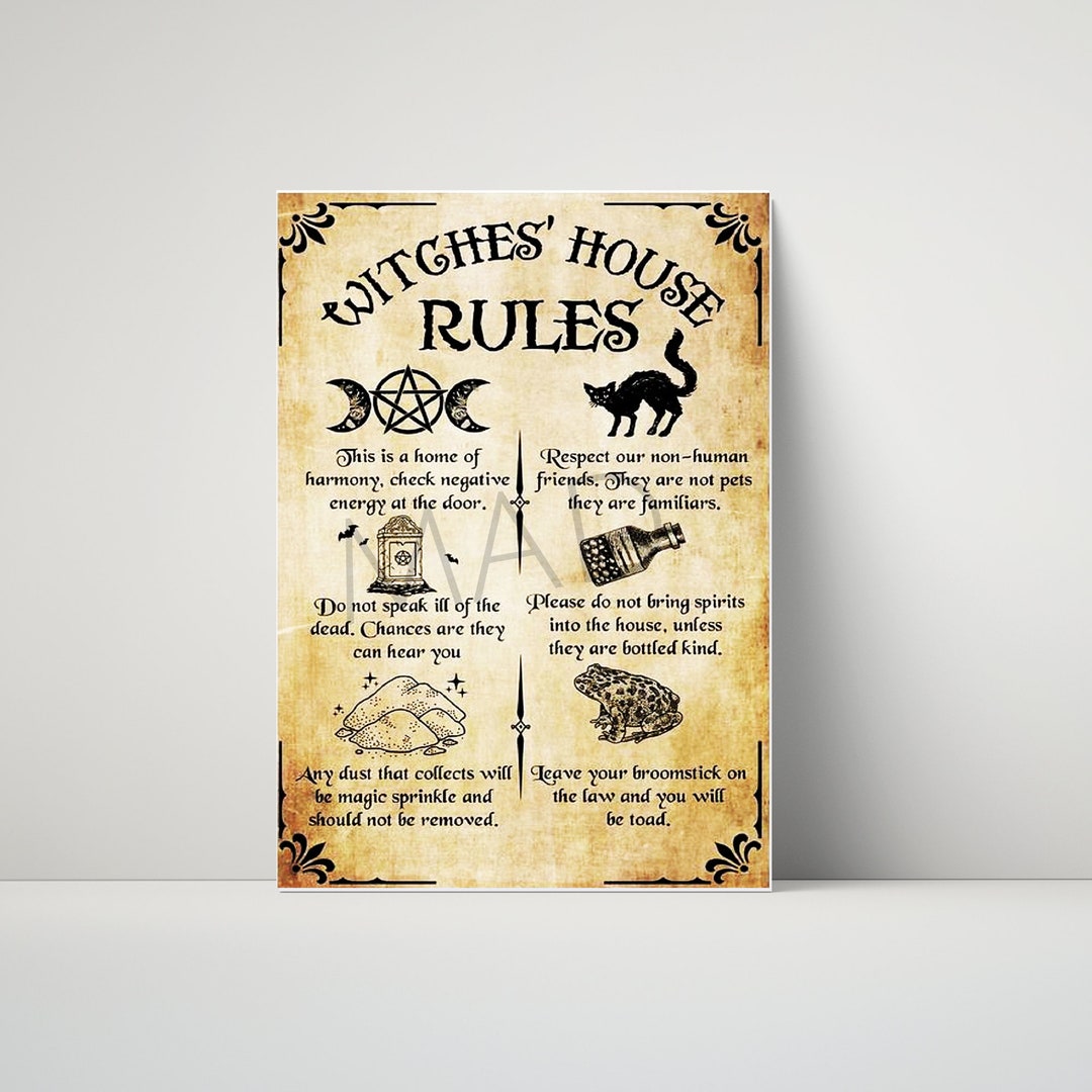 Witches House Rules Witch Posters Witch Wall Decor Witches Decor
