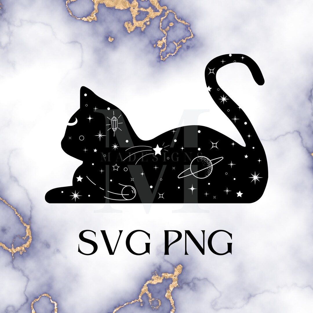 Mystical Cat Designs, Cat and Moon Phases Svg, Magic Cat Svg ...