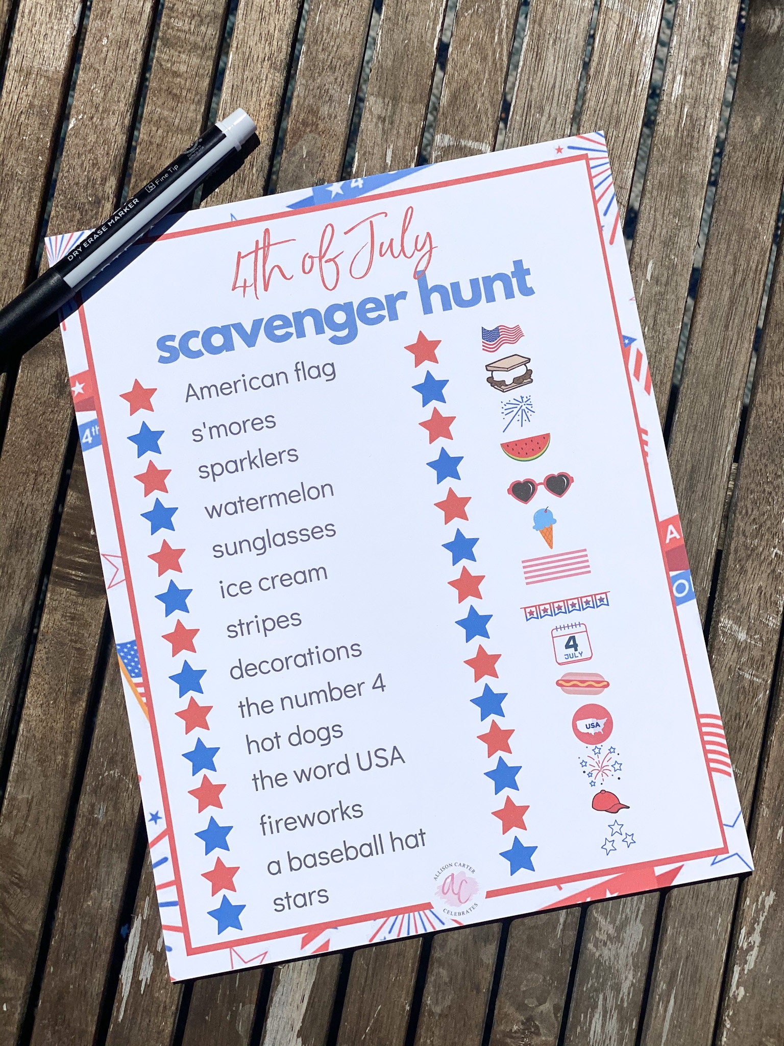 4th of July Neighborhood Scavenger Hunt, 4th of July Printable, 4th of ...
