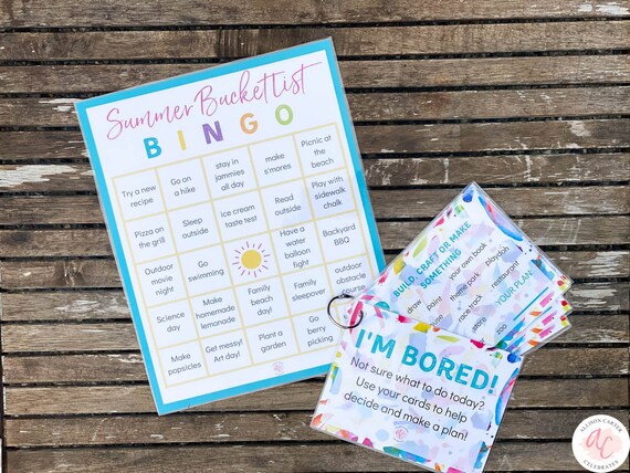 BUNDLE Printable Summer Bucket List Bingo AND I'm Bored - Etsy