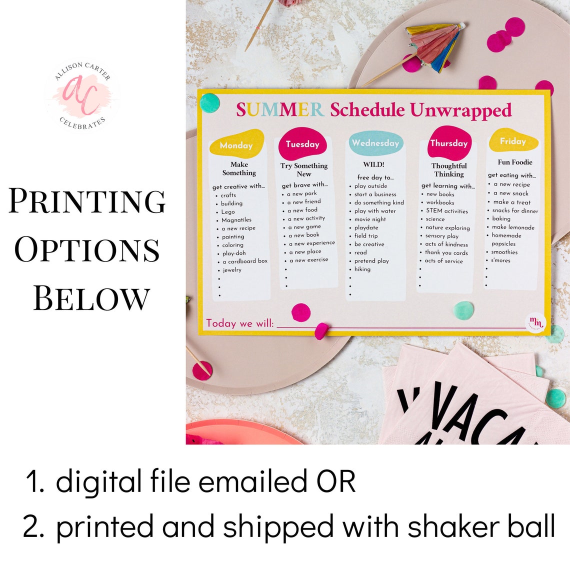Printable Summer Break Schedule for Kids-digital or Laminated, Summer ...