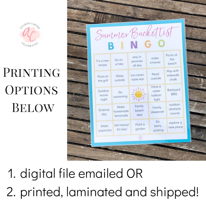 Printable Summer Bucket List Bingo Board- Digital or Laminated, Summer ...