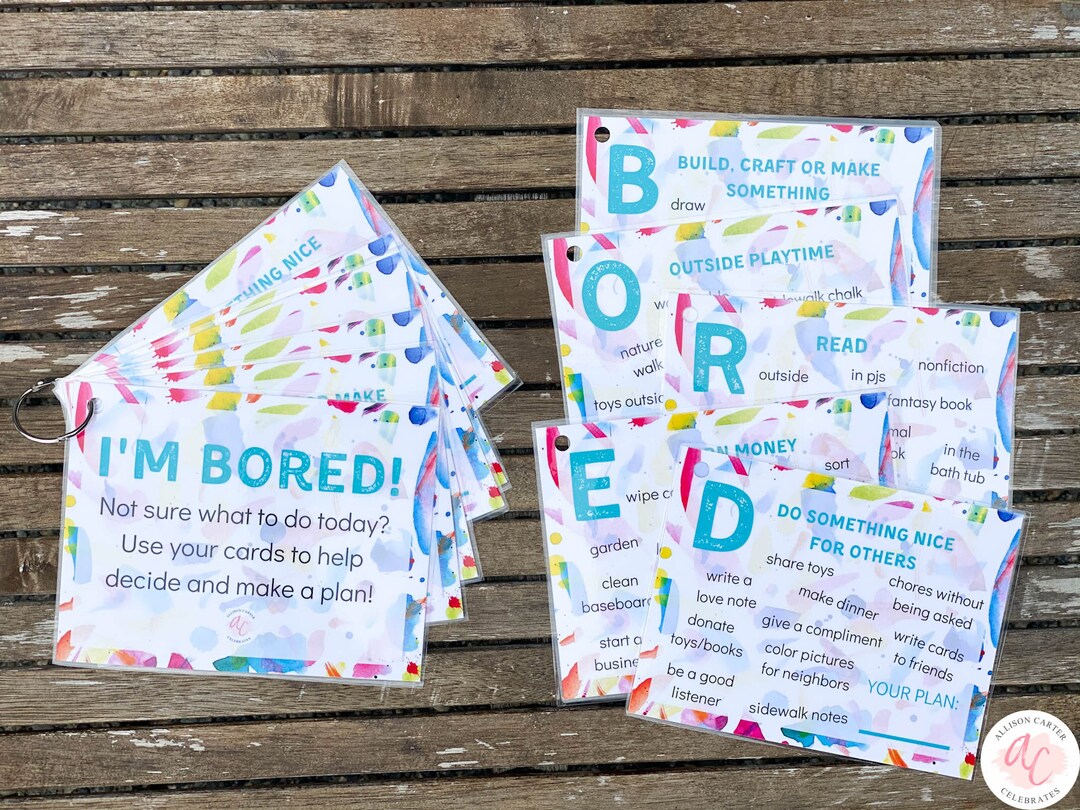 Kid's I'm Bored Cards, Kids Activity Ideas, Quiet Time Activities ...