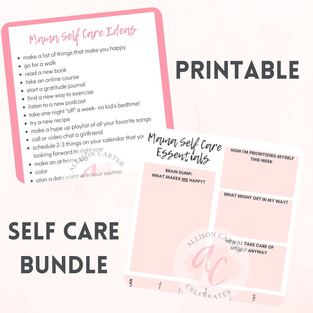Mom's Self Care Printable Bundle, Self Care Menu Card, Self Care Ideas ...