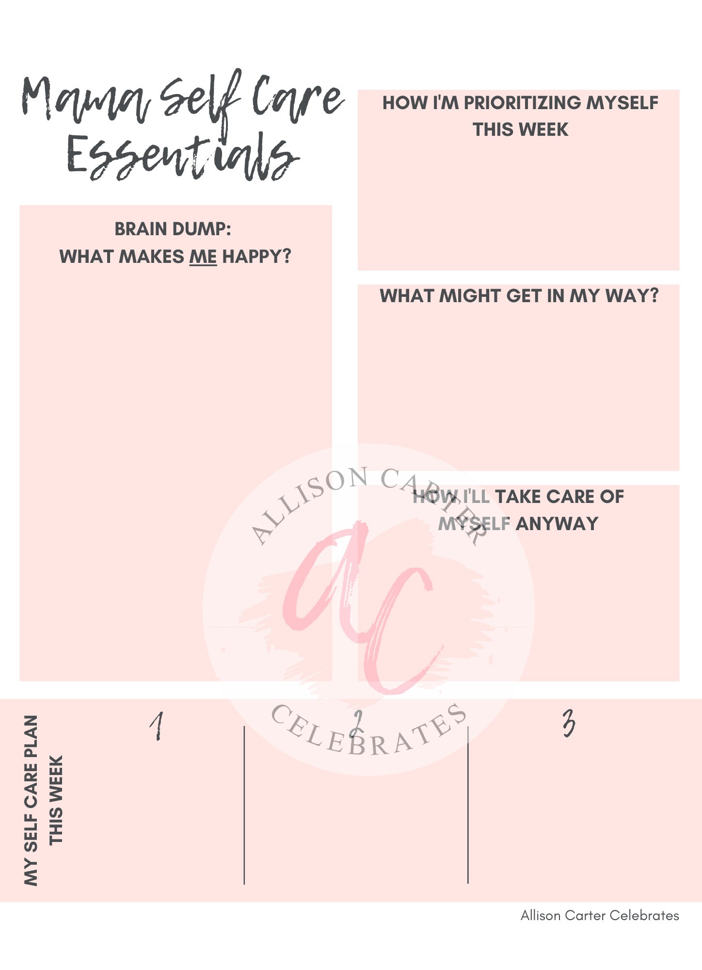 Mom's Self Care Printable Bundle, Self Care Menu Card, Self Care Ideas ...