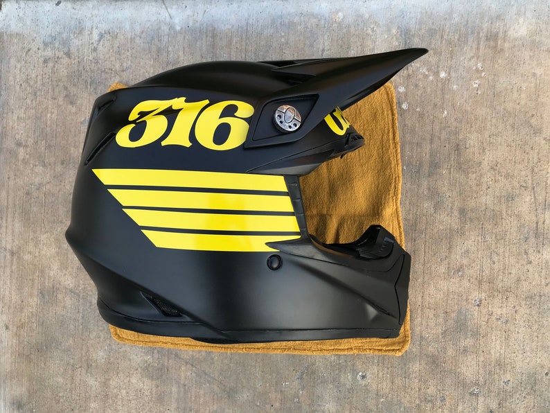 Motorcycle Helmet Decals Retro Font Stripes Dirt Bike Motocross Custom ...