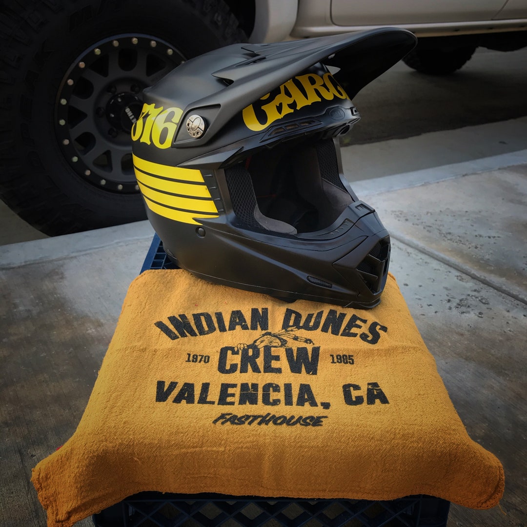 Motorcycle Helmet Decals Retro Font Stripes Dirt Bike Motocross Custom ...