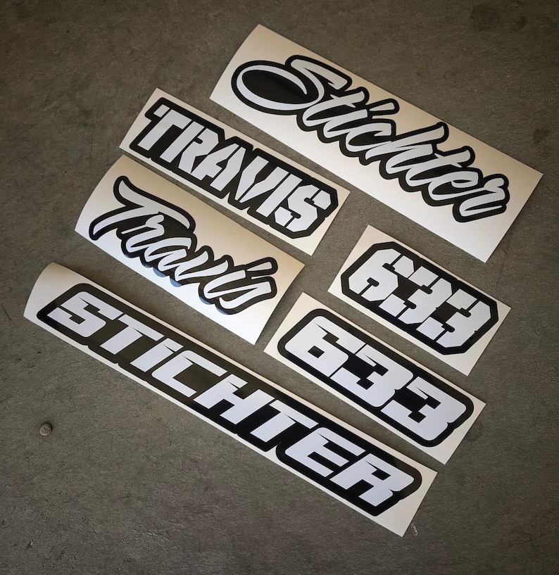 Custom Name and Number Vinyl Decals in Two Colors for Motocross and ...