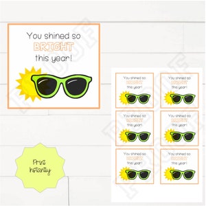 You Shined so Bright This Year - Tags for Sunglasses - Etsy