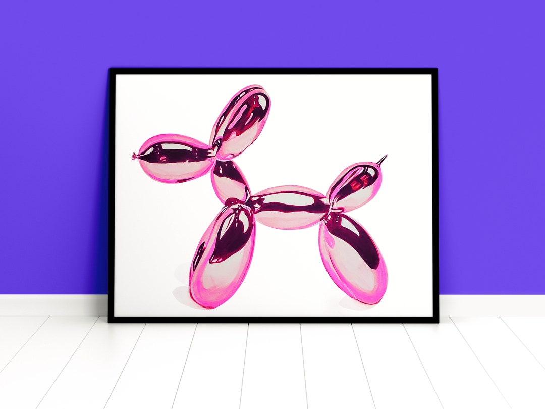 Pink Balloon Dog Drawing Printable Drawing Wall Art Home Decor Wall Art ...
