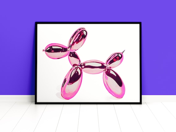 Pink balloon dog drawing Printable drawing Wall Art Home | Etsy
