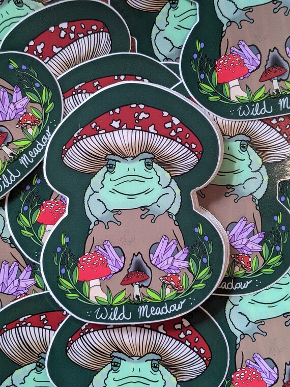 Cottagecore frog weather resistant vinyl Skull Crystals ORIGINAL ART ...