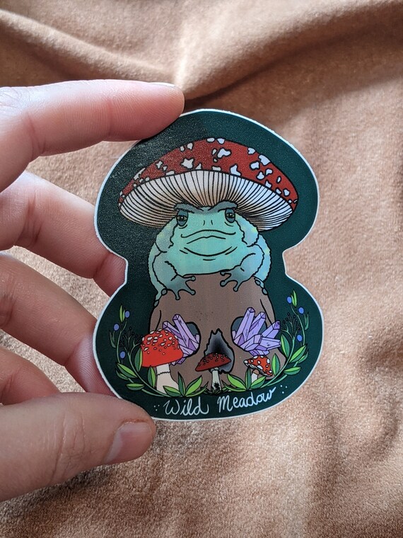 Cottagecore frog weather resistant vinyl Skull Crystals ORIGINAL ART ...