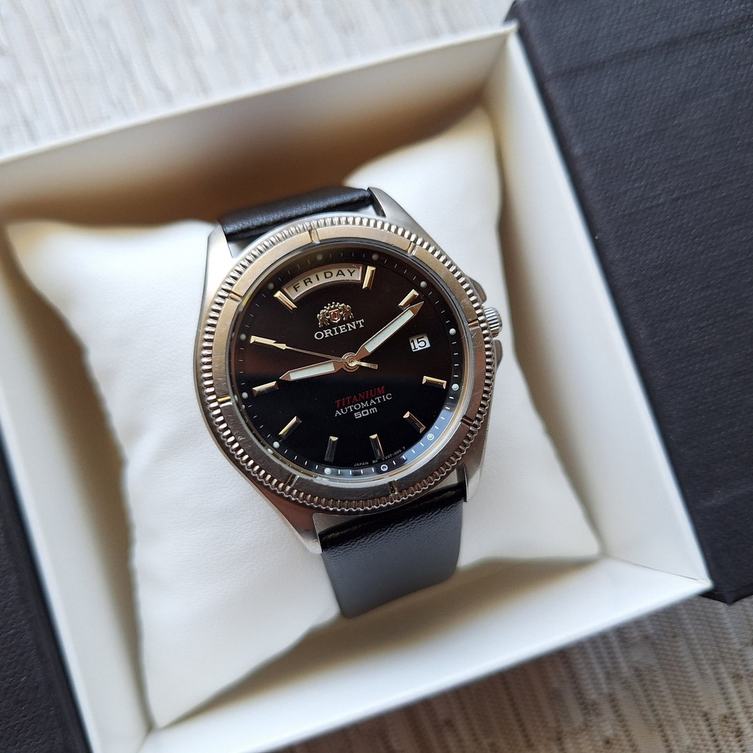 RARE Orient PRESIDENT Titanium Watch, Automatic Watch, Japan Watch, Mechanical Watch, Black ...