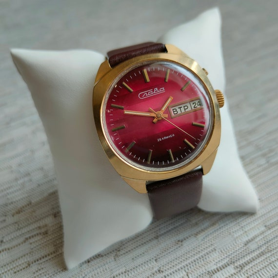 SLAVA Soviet watch, rad watch, mechanical watch, date… - Gem