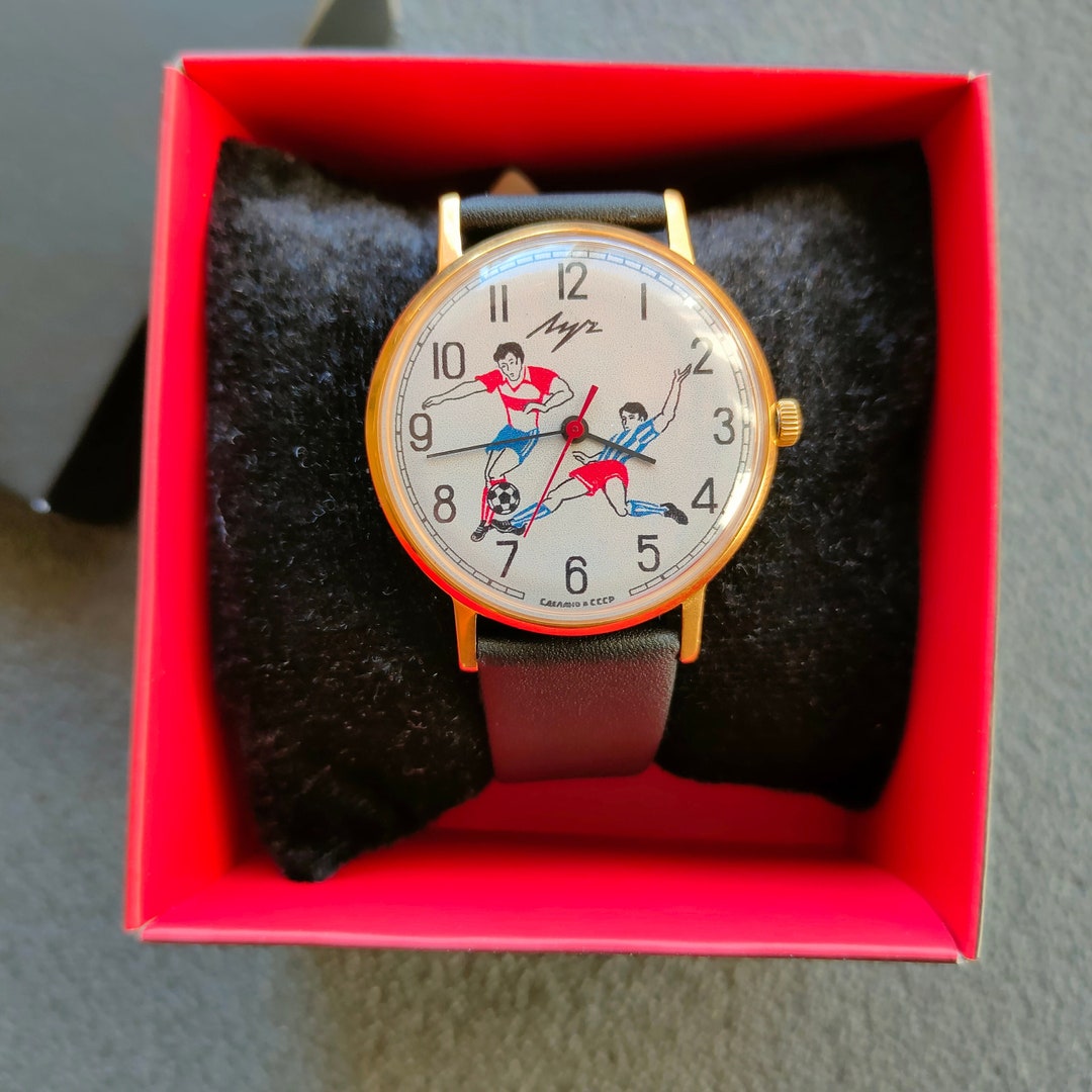 Rare Watch Luch FOOTBALL, White Vintage Watch, Gift for Football Player ...
