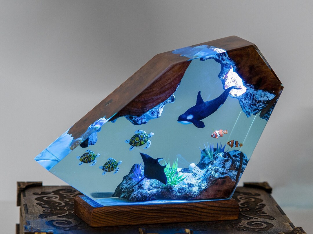 Orca Shark and Turtle Resin Night Lights, Manta Ray and Jellyfish Resin ...