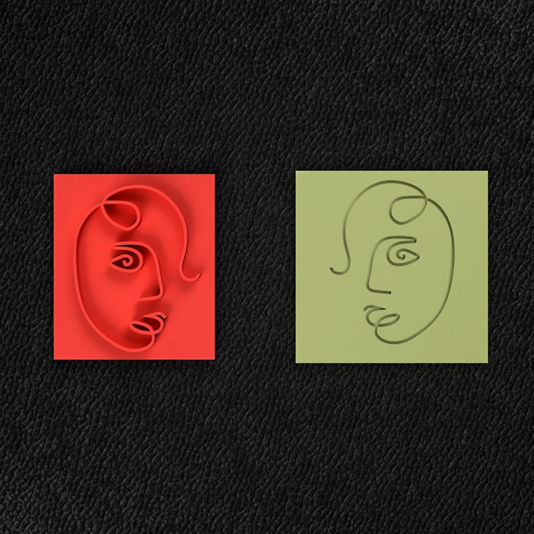 Abstract Face Embosser, Female Body Embosser, Line Art Embosser Stamp ...