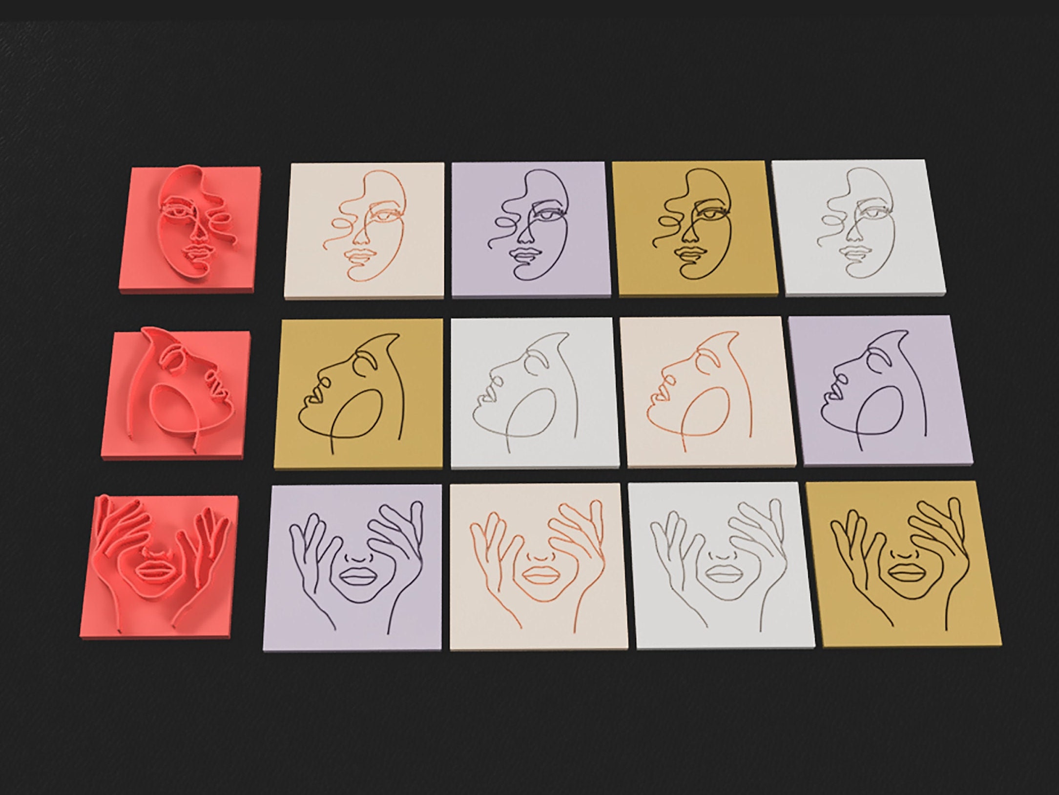 Abstract Face Embosser Female Body Embosser Line Art | Etsy