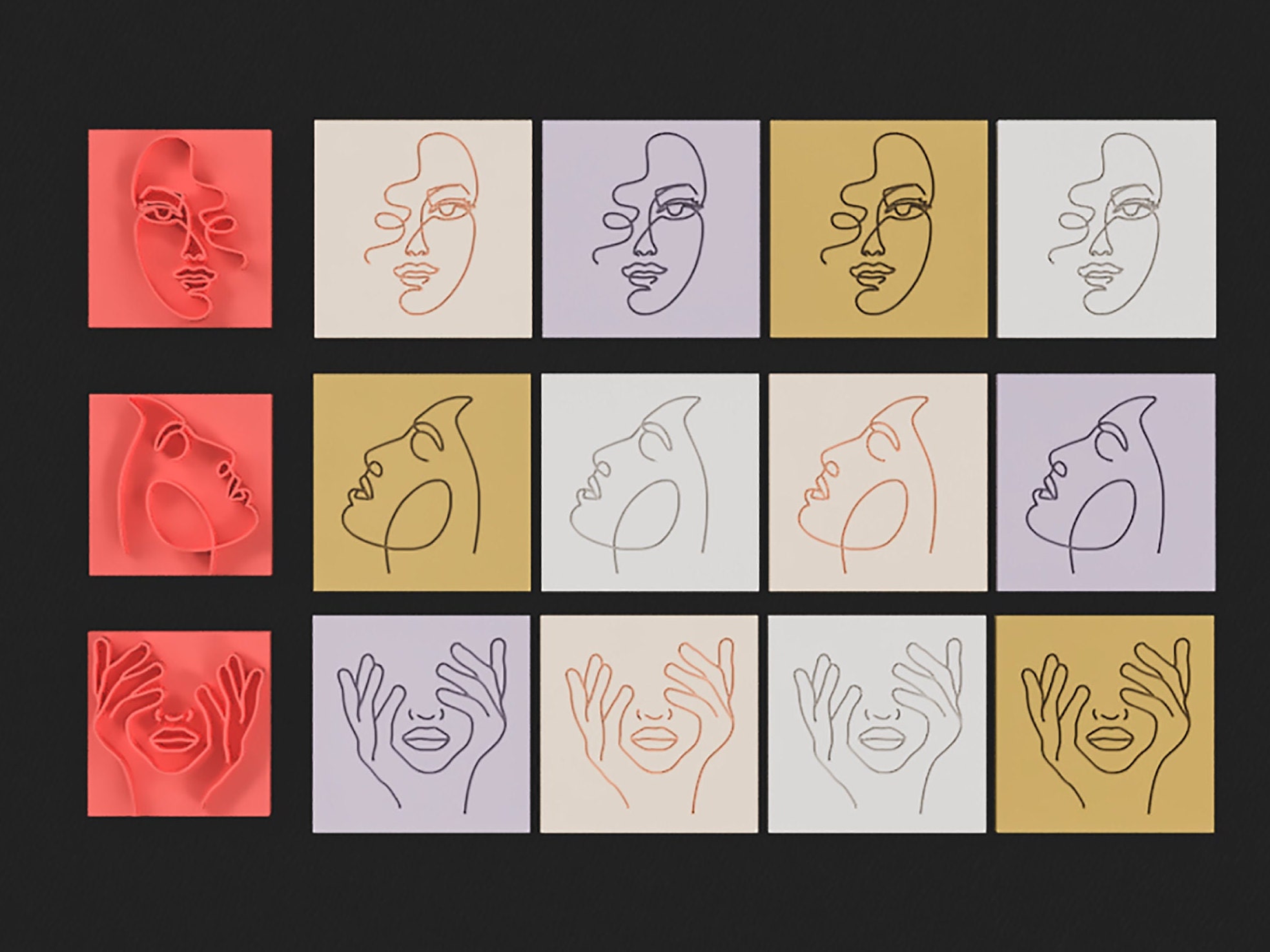 Abstract Face Embosser Female Body Embosser Line Art | Etsy