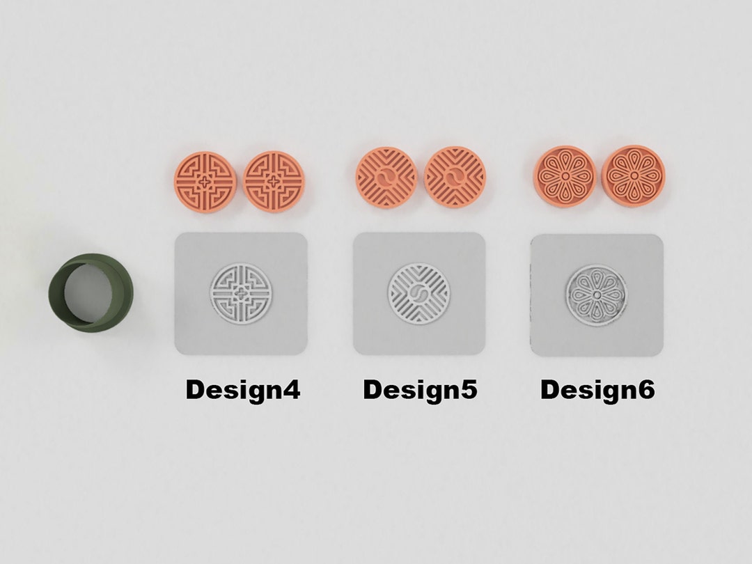 Polymer Clay Stud Stamp and Cutter , Polymer Clay Modern Stamp, Clay ...