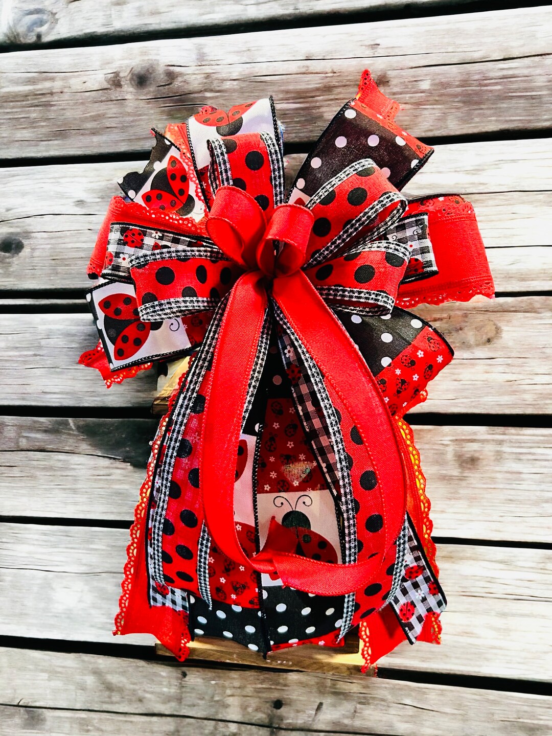 Ladybug Bow, Ladybug Bow for Wreath, Ladybug Bow for Lantern, Ladybug ...