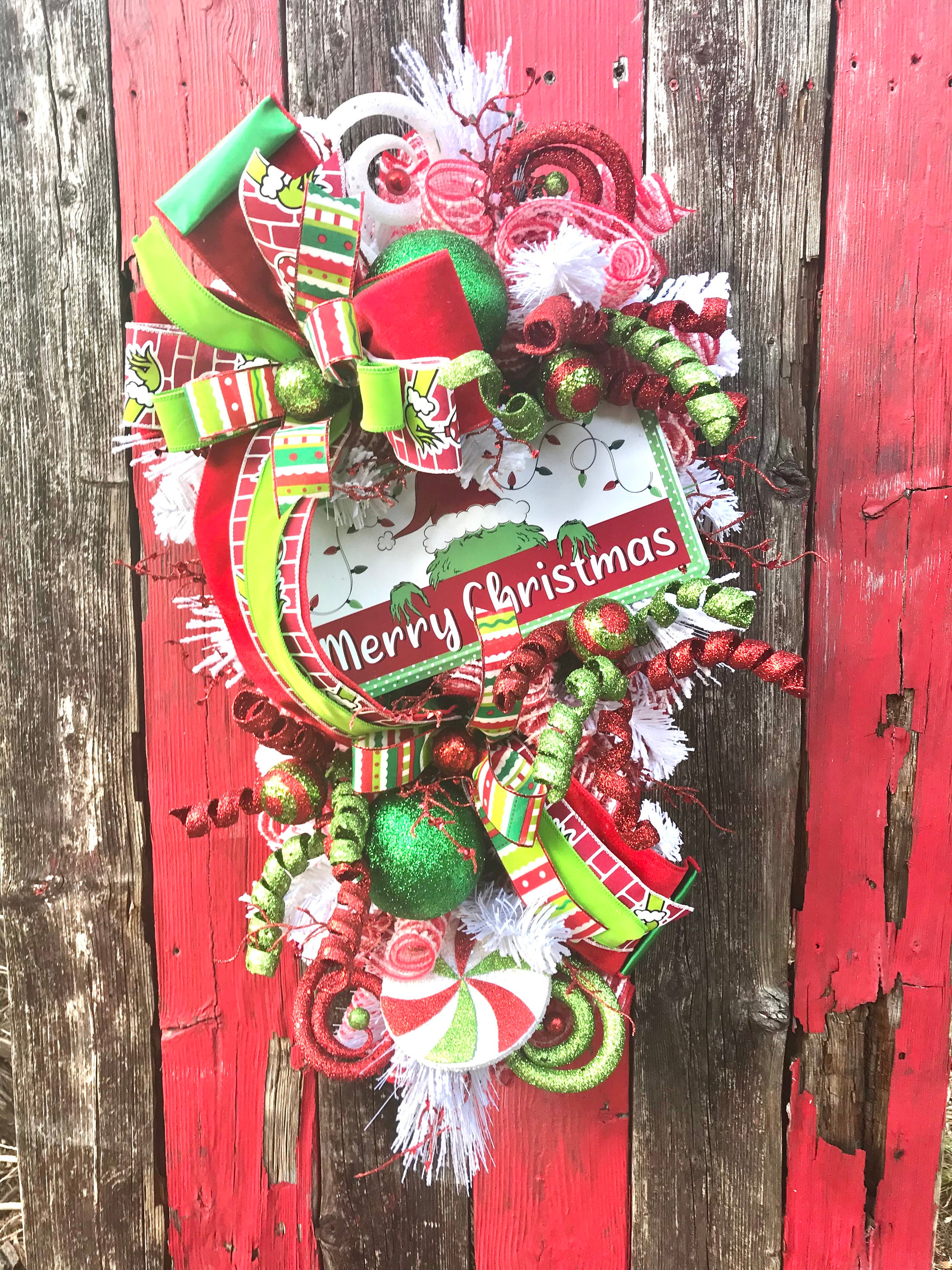 Grinch Christmas Swag Christmas Swag Christmas Wreath Christmas Decor Grinch Decor