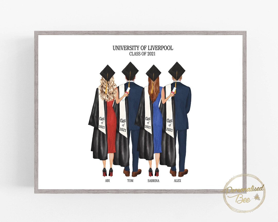 Custom Graduation Group Portrait | Class of 2025 or Any Year | Gift for ...