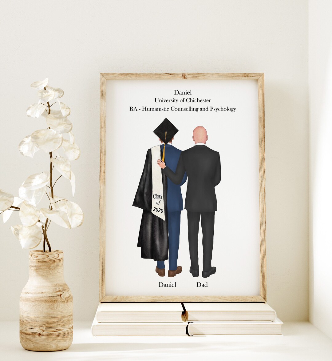 Father and Son Graduation Print, Male Graduation Gift, Personalised ...