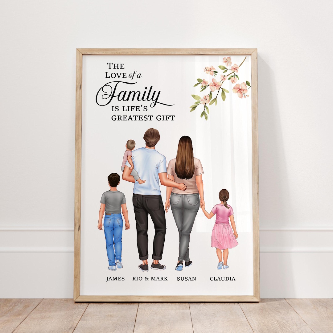 Our Family Print, Family Portrait With Children, Mothers Day, Fathers ...