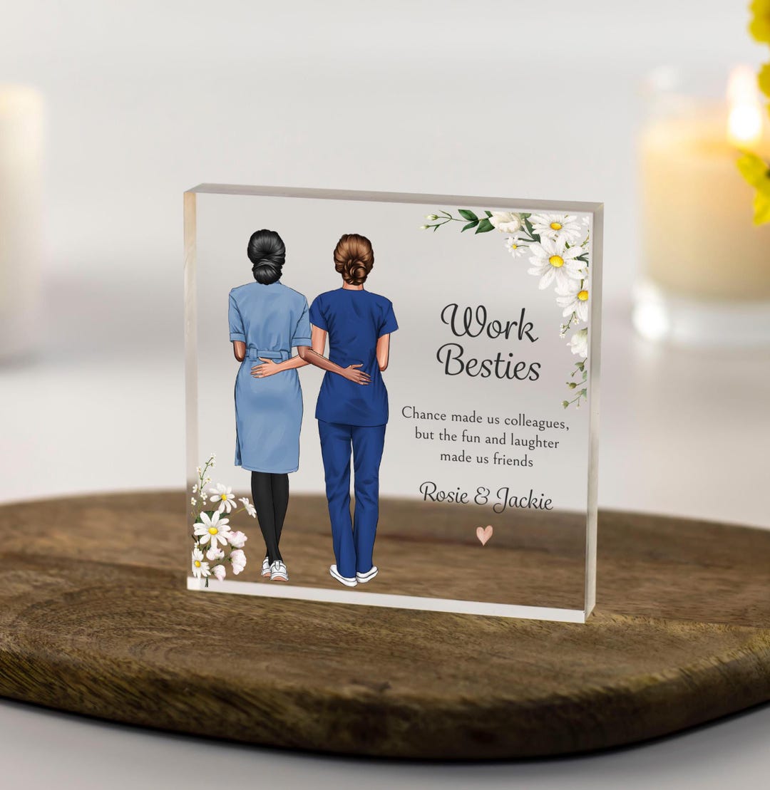 Nurse Coworker Gift – Personalised Work Besties Acrylic Block, Doctor ...