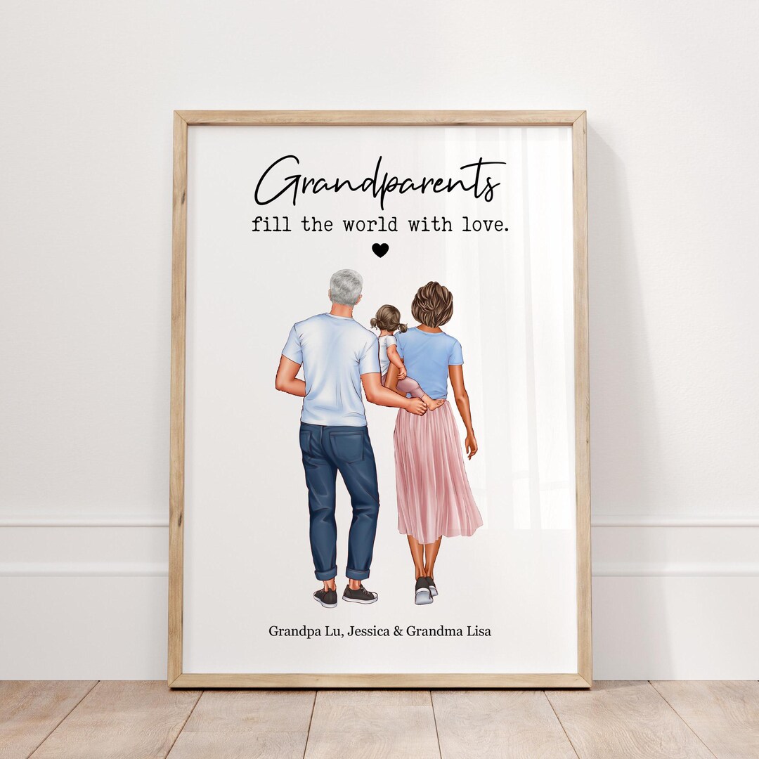Personalised Grandparents Gift, Grandchildren Portrait Print ...