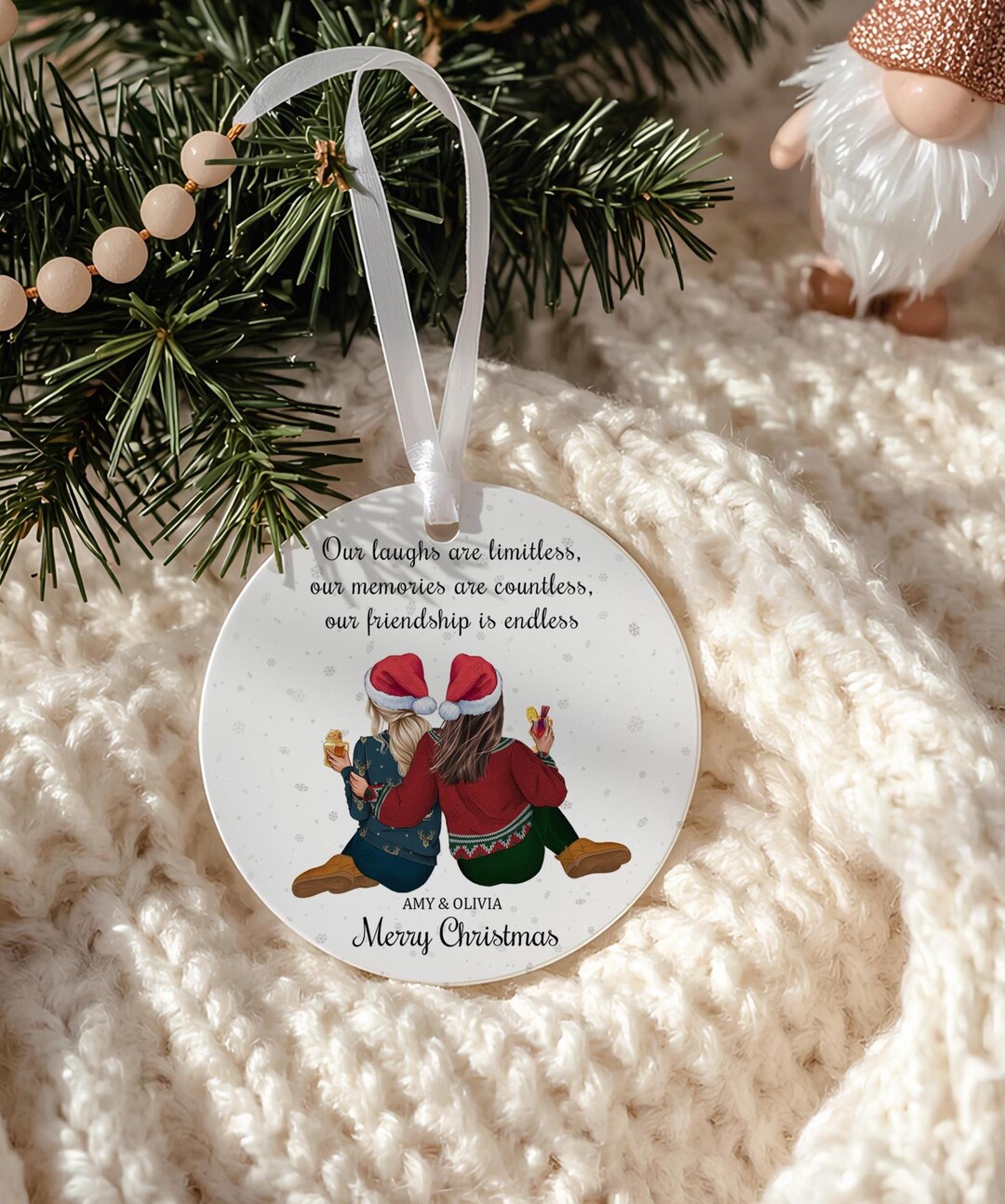 Best Friend Christmas Bauble, Personalised Friendship Ornament, Secret ...