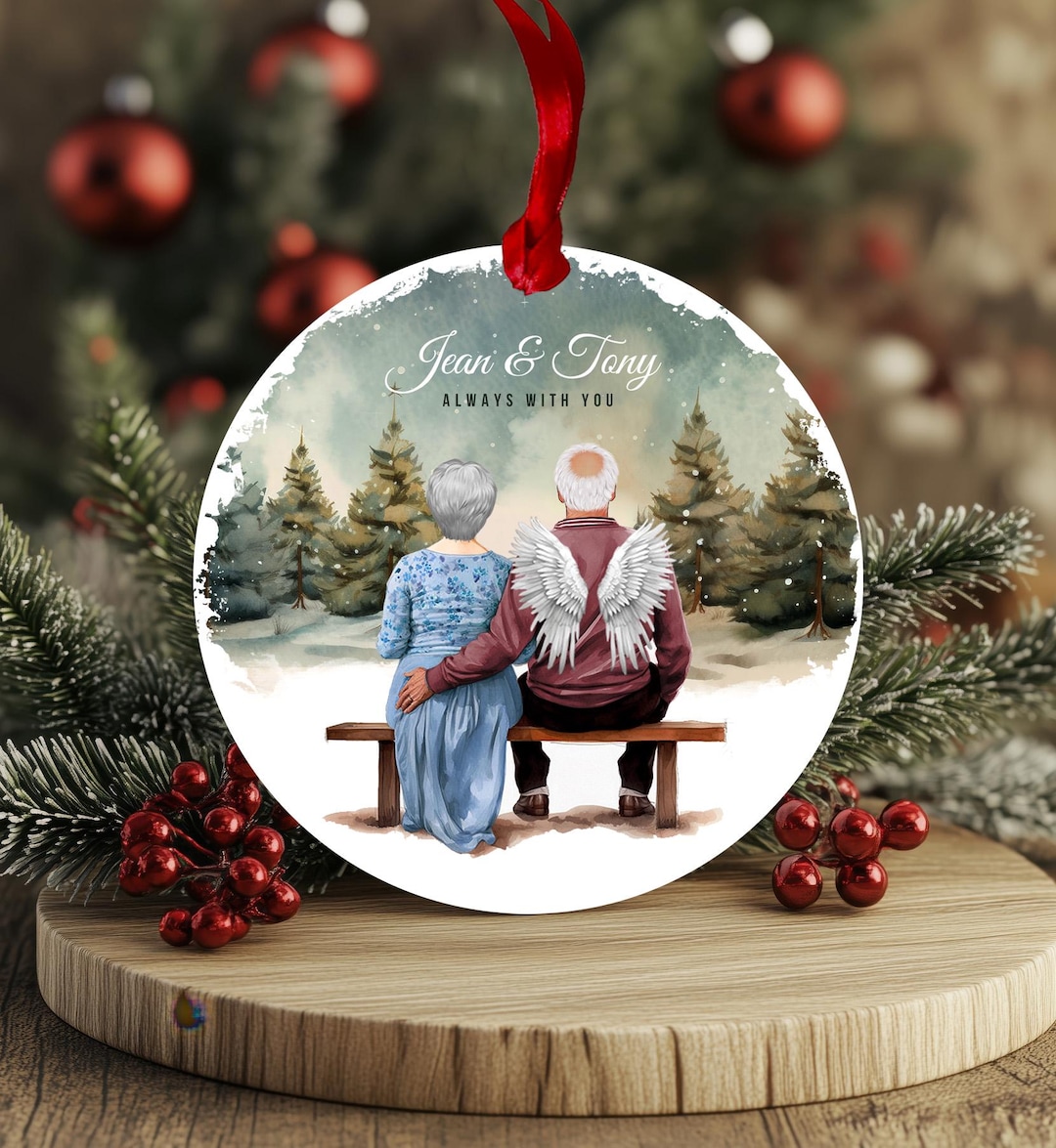 Personalised Christmas Memorial Bauble, Husband and Wife Christmas ...