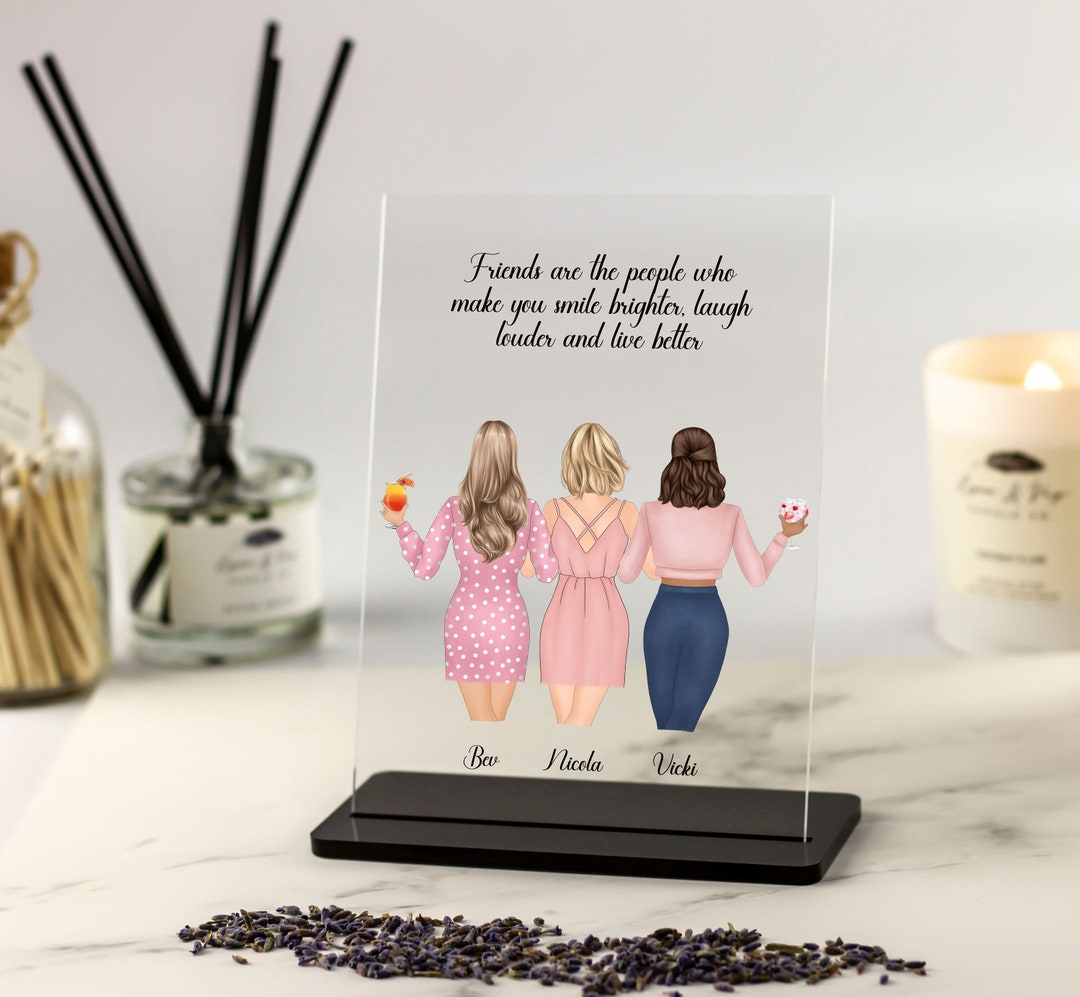 Best Friend Print, 3 Friends Illustration, Best Friend Gift ...