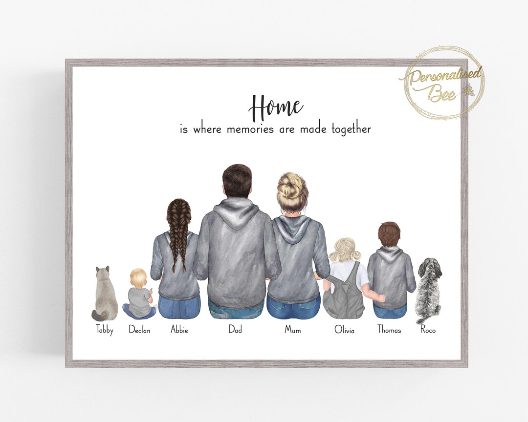 Personalised Family Portrait, Family Print, Family Illustration, Custom ...