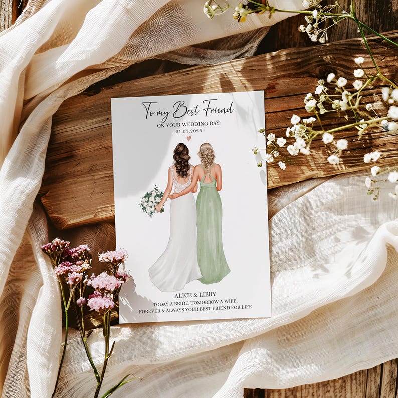 Gift for Best Friend on Her Wedding Day, Personalised Bride and ...