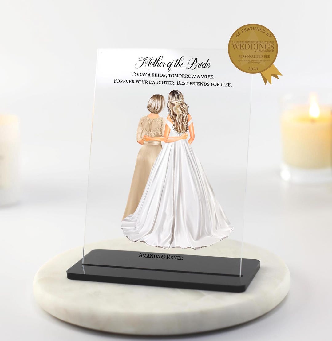 Personalised Bride and Mother Portrait, Personalised Wedding Print ...