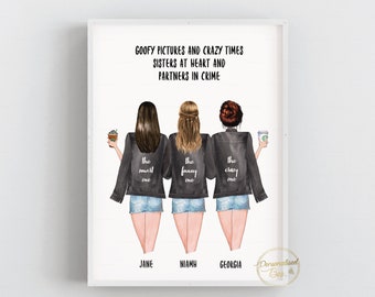 True Friends Print Personalised Gift Long Distance Gift Custom Quote ...