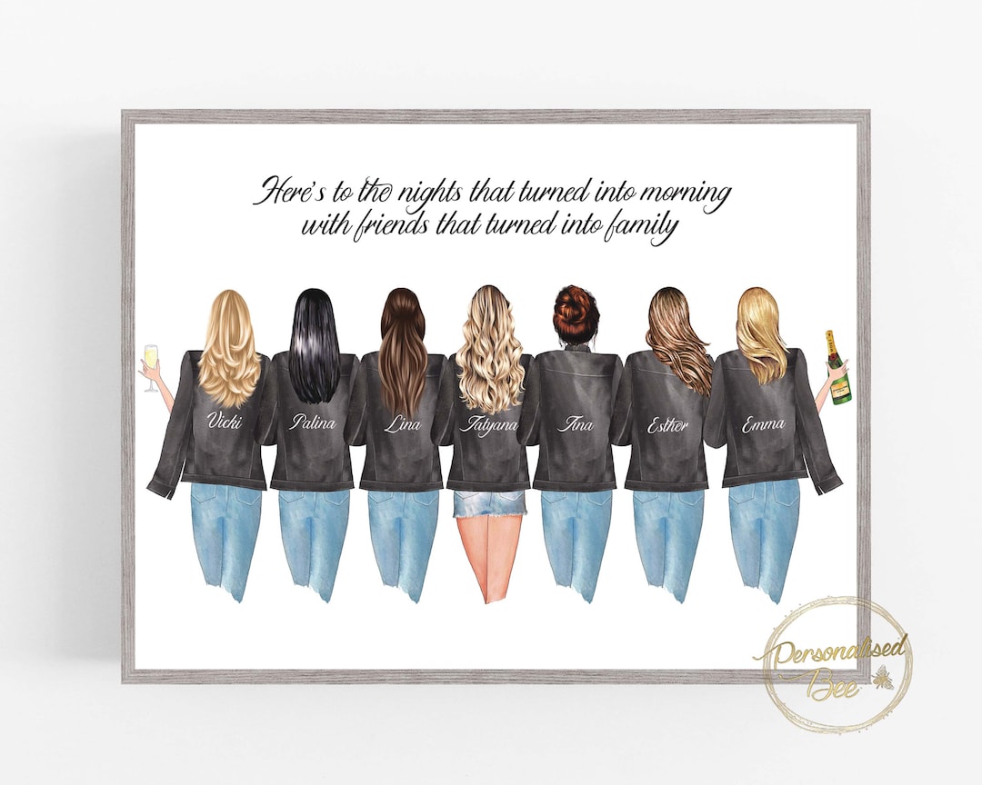Unique Gifts for Friends, Personalised Portrait Print Group, Gifts for ...