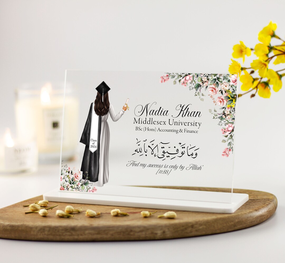 Personalised Female Muslim Graduation Gift Acrylic Plaque, Hijab ...