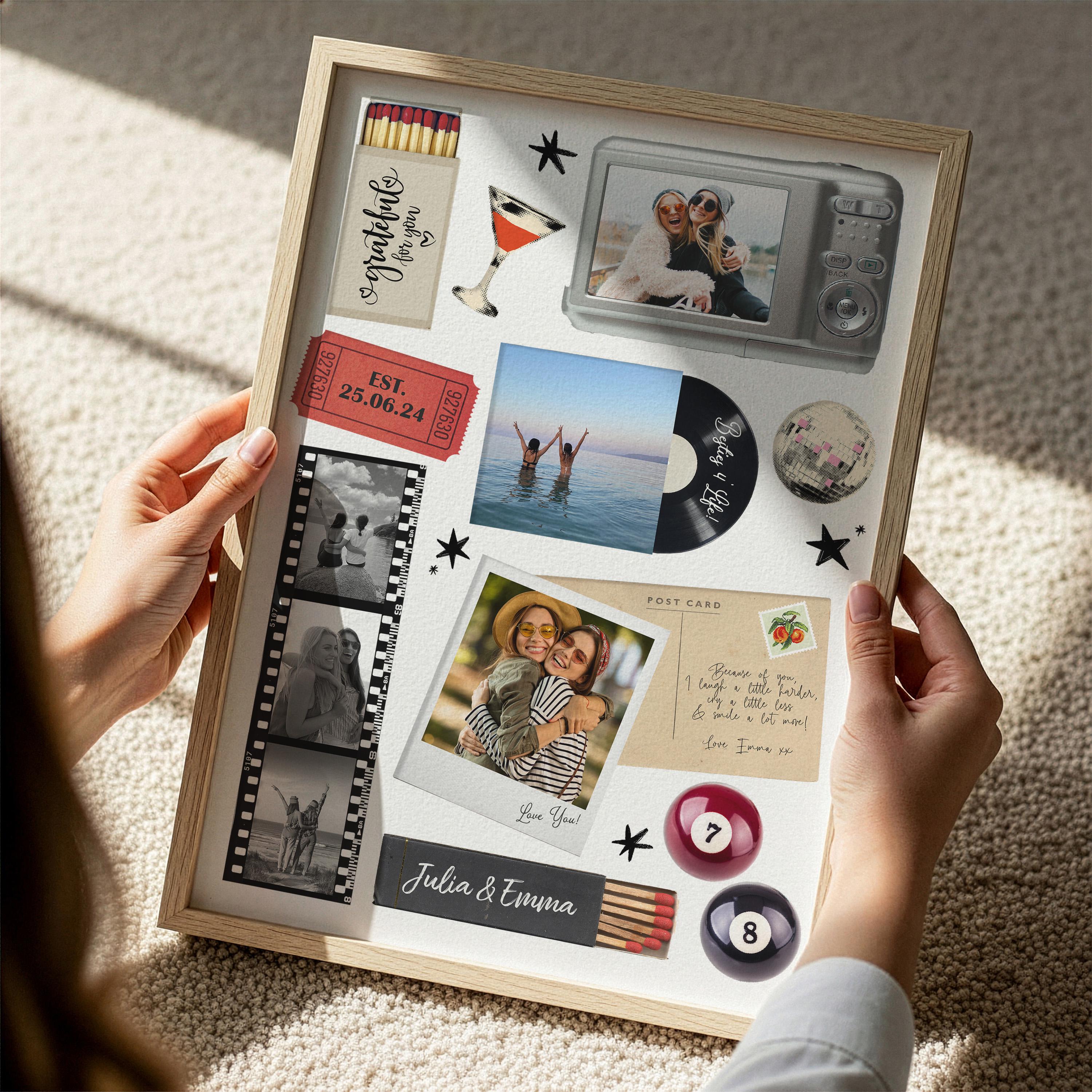 Personalised Best Friend Matchbox Photo Collage Print, Custom Bestie ...