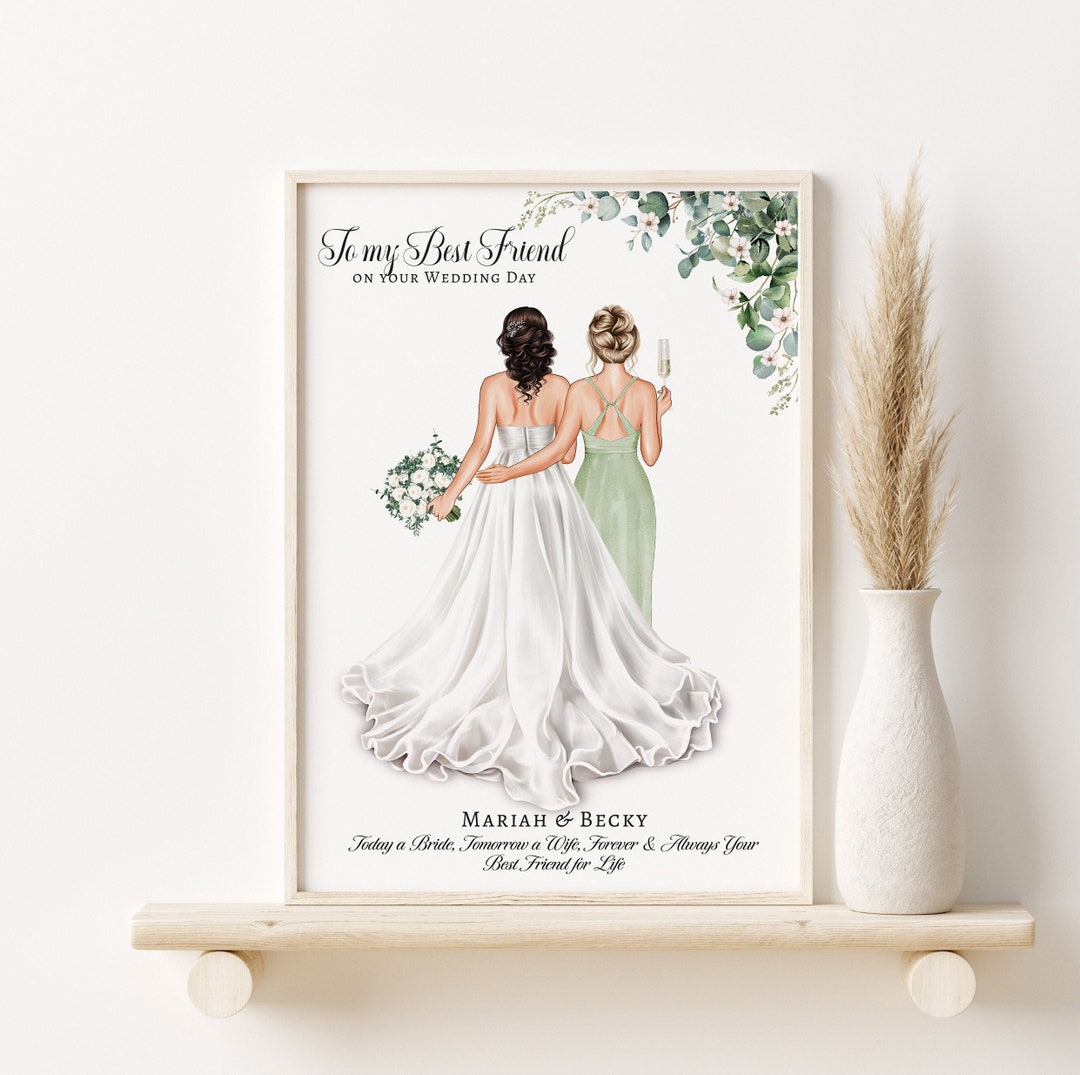Personalised Bride Gift Gift for Best Friend on Wedding Day Personalised Wedding Print Bride to Be Gift Best Friend Gifts gift to Bride Etsy