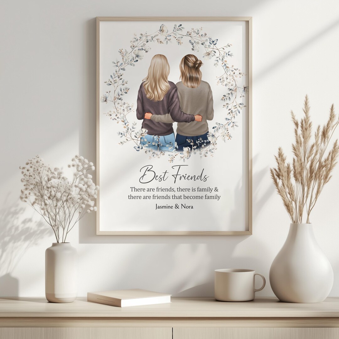 Personalised Best Friends Print – Custom Friends Portrait Gift for Any ...